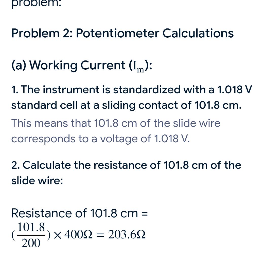 Problem 2: Potentiometer Calculations (a) | StudyX