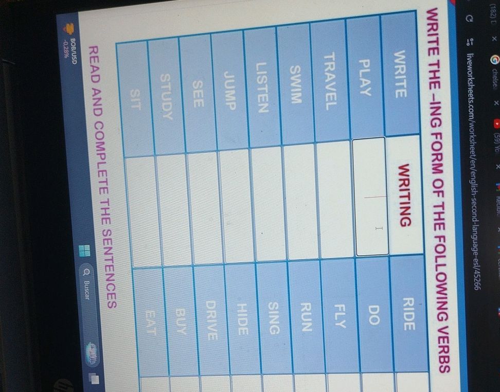 WRITE THE -ING FORM OF THE FOLLOWING VERBS | StudyX