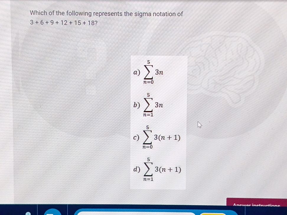 Which of the following represents the sigma | StudyX