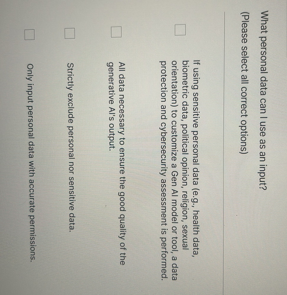 What personal data can I use as an input? | StudyX