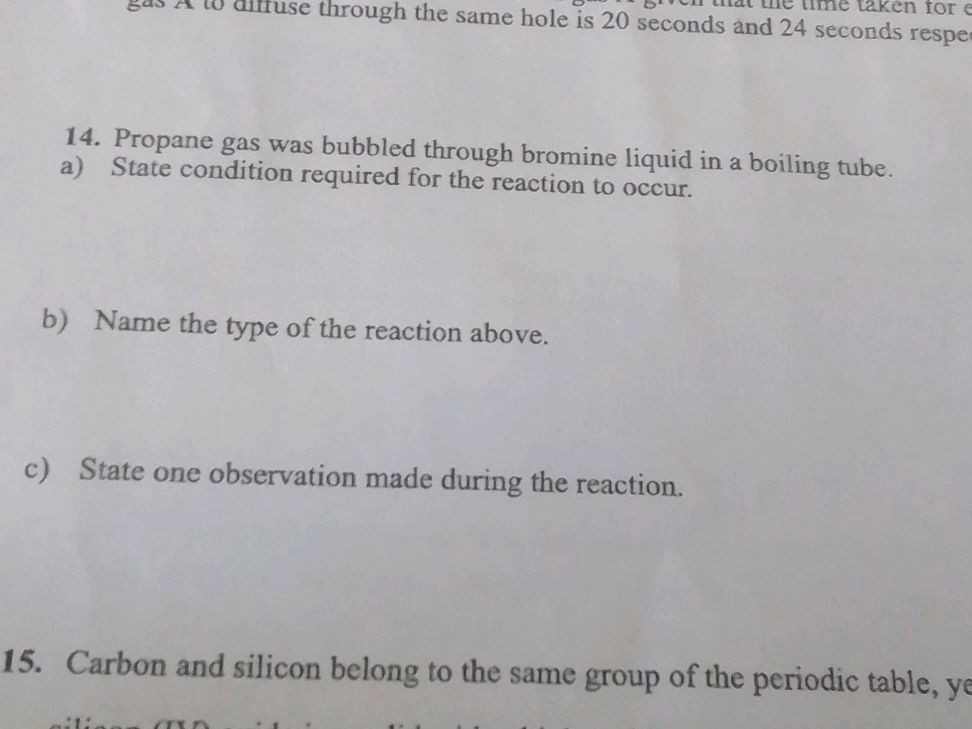 Propane gas was bubbled through bromine