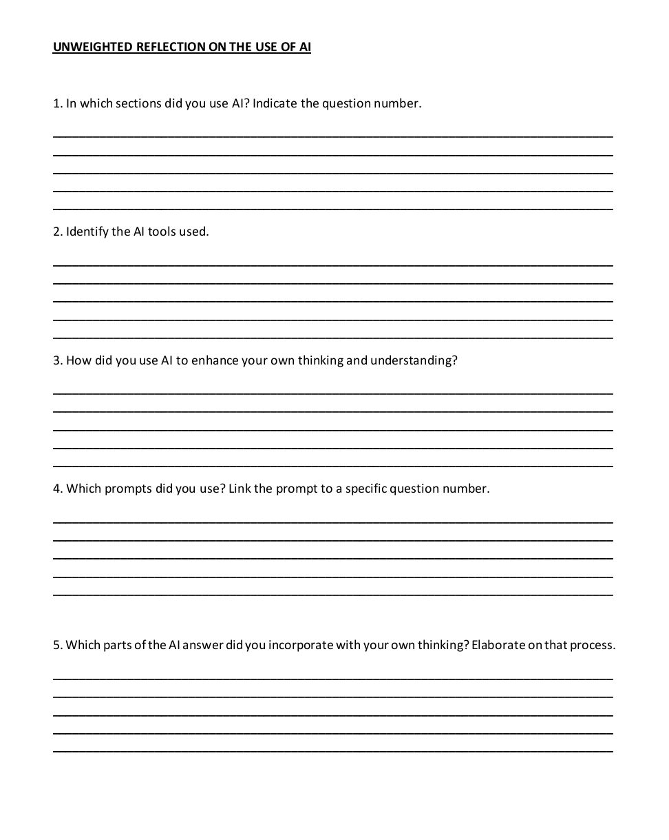 1. In which sections did you use Al? | StudyX