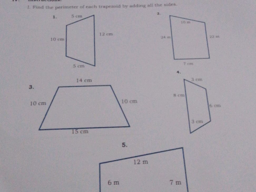1. Find the perimeter of each trapezoid by | StudyX