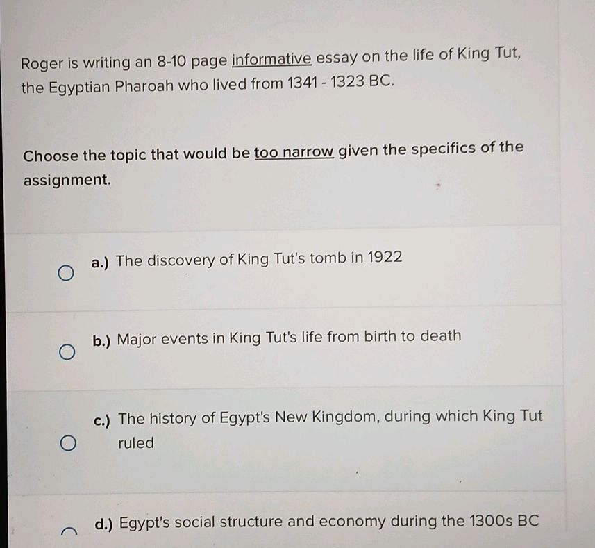 Roger is writing an 8-10 page informative | StudyX