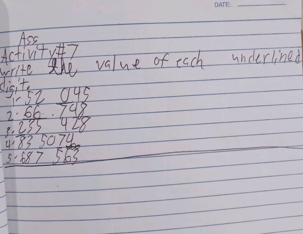 Activity #7 write the value of each | StudyX