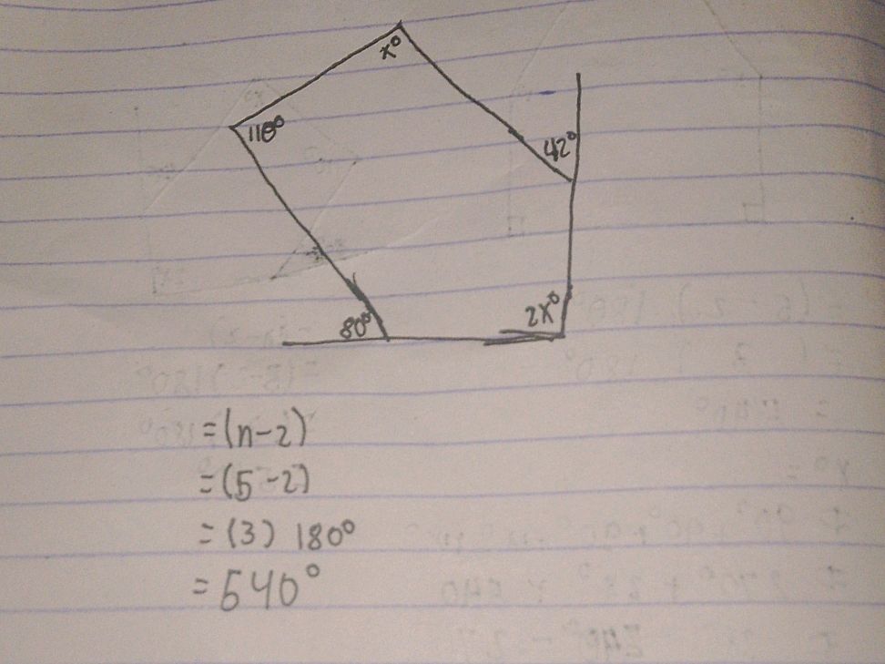 The image shows a pentagon with some angles