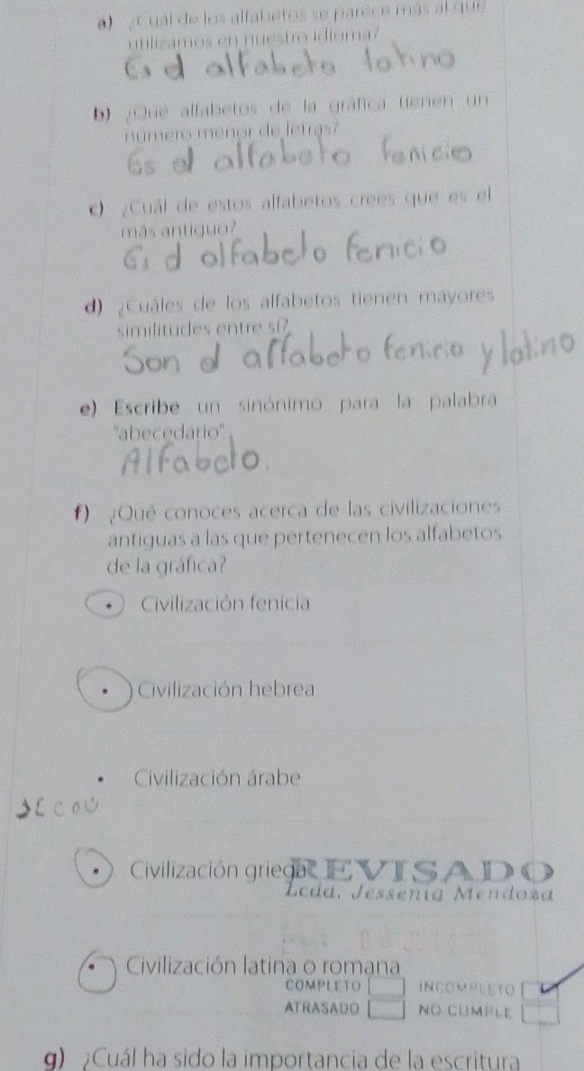a) ¿Cuál de los alfabetos se parece más al | StudyX