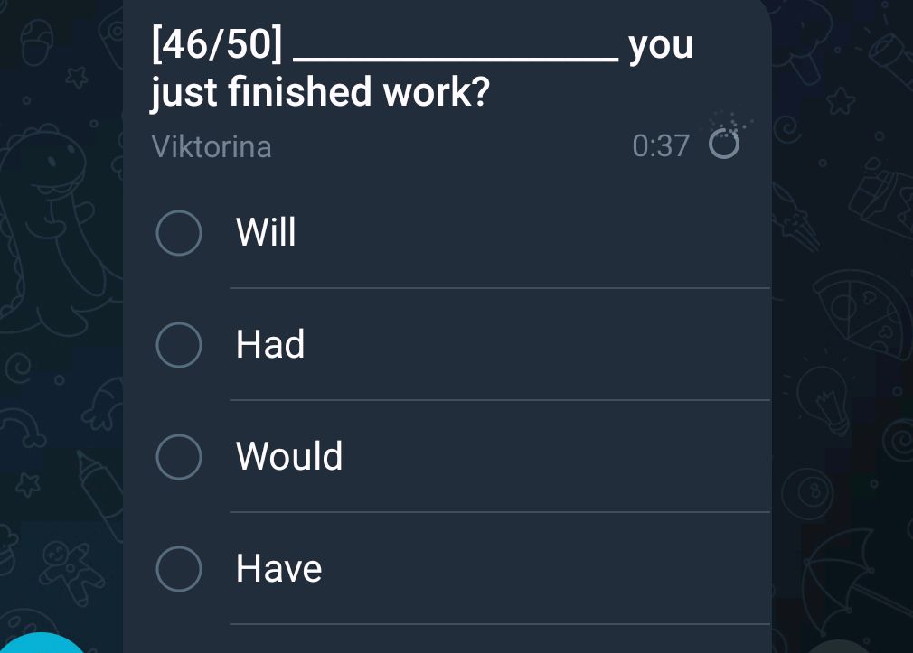 [46/50] you just finished work? Will Had
