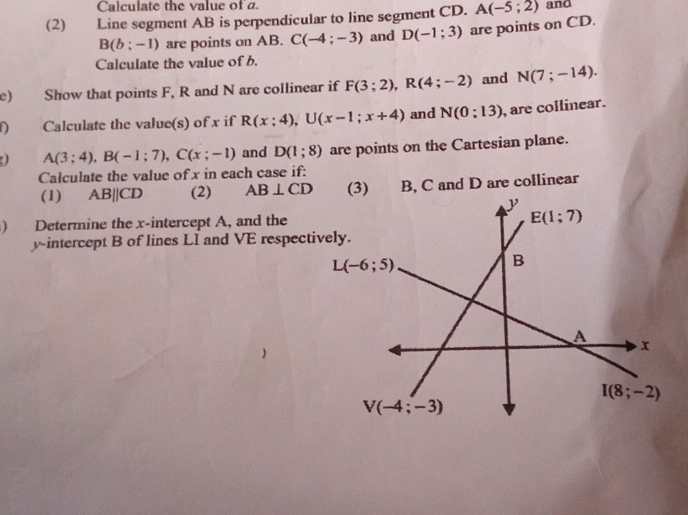 (2) Line segment AB is perpendicular to line | StudyX
