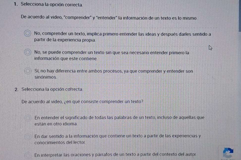 Selecciona la opción correcta. De acuerdo al