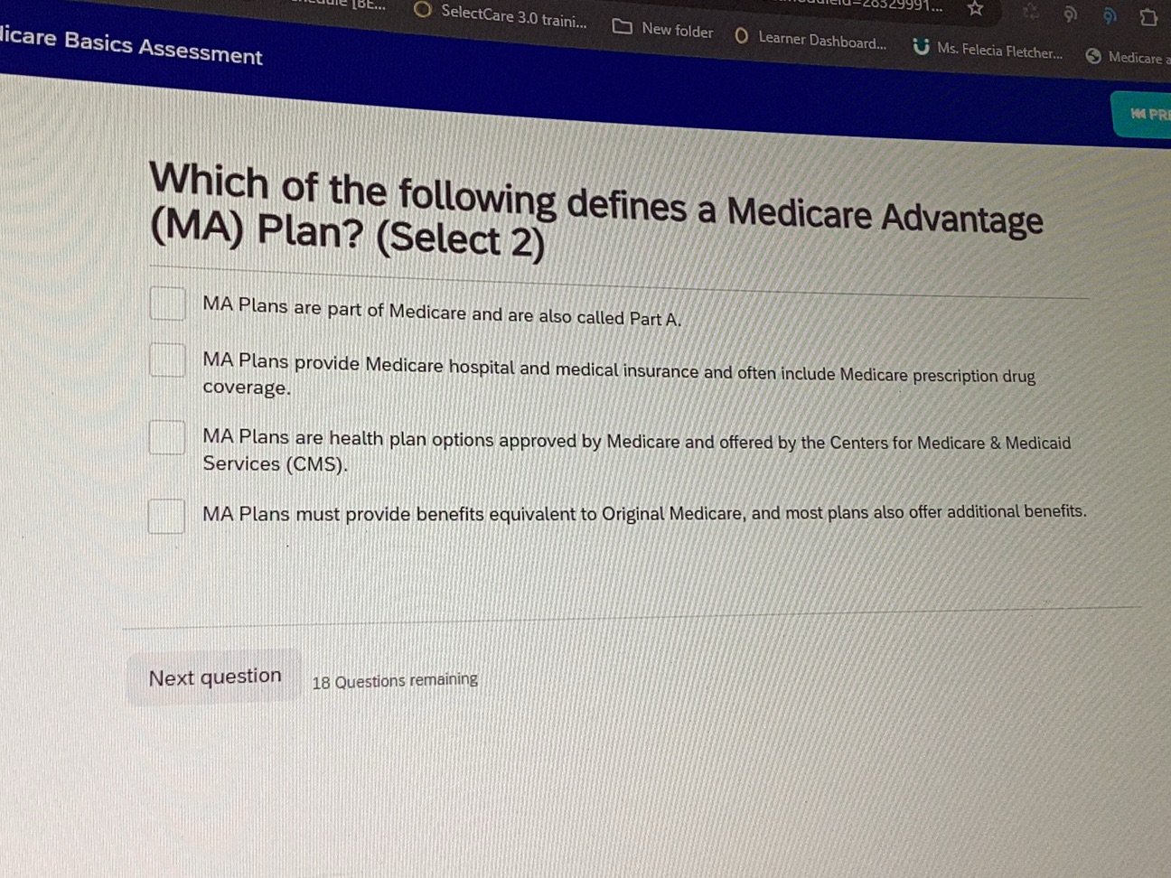 Which of the following defines a Medicare | StudyX