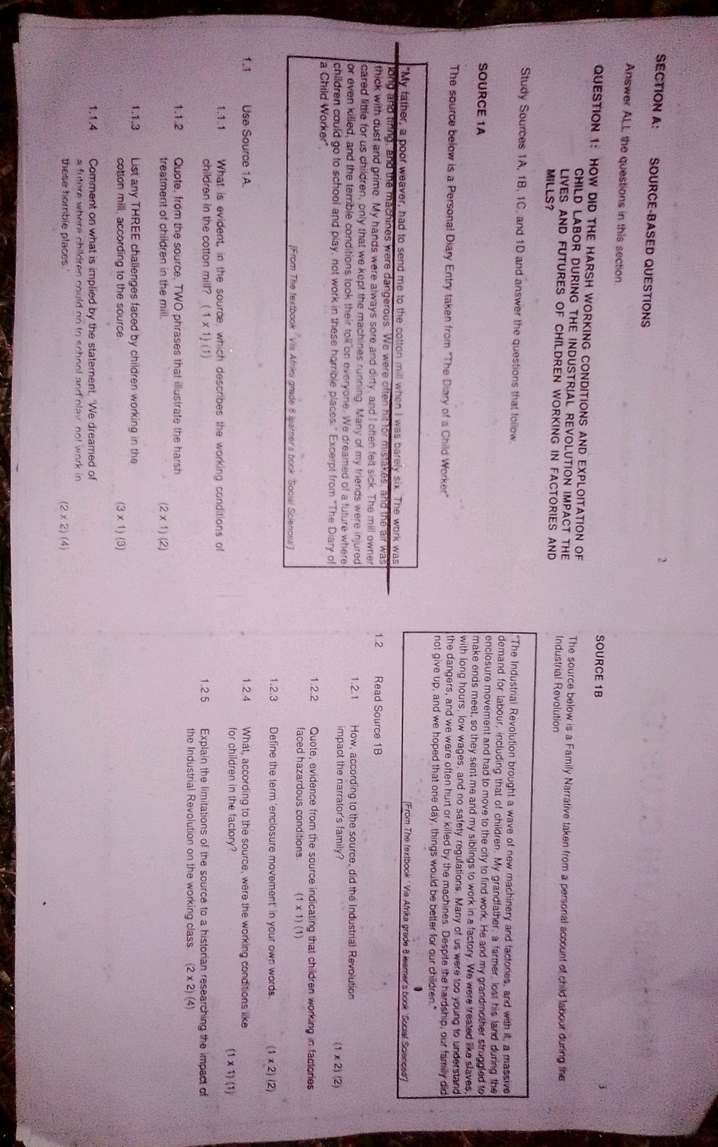 QUESTION 1: HOW DID THE HARSH WORKING