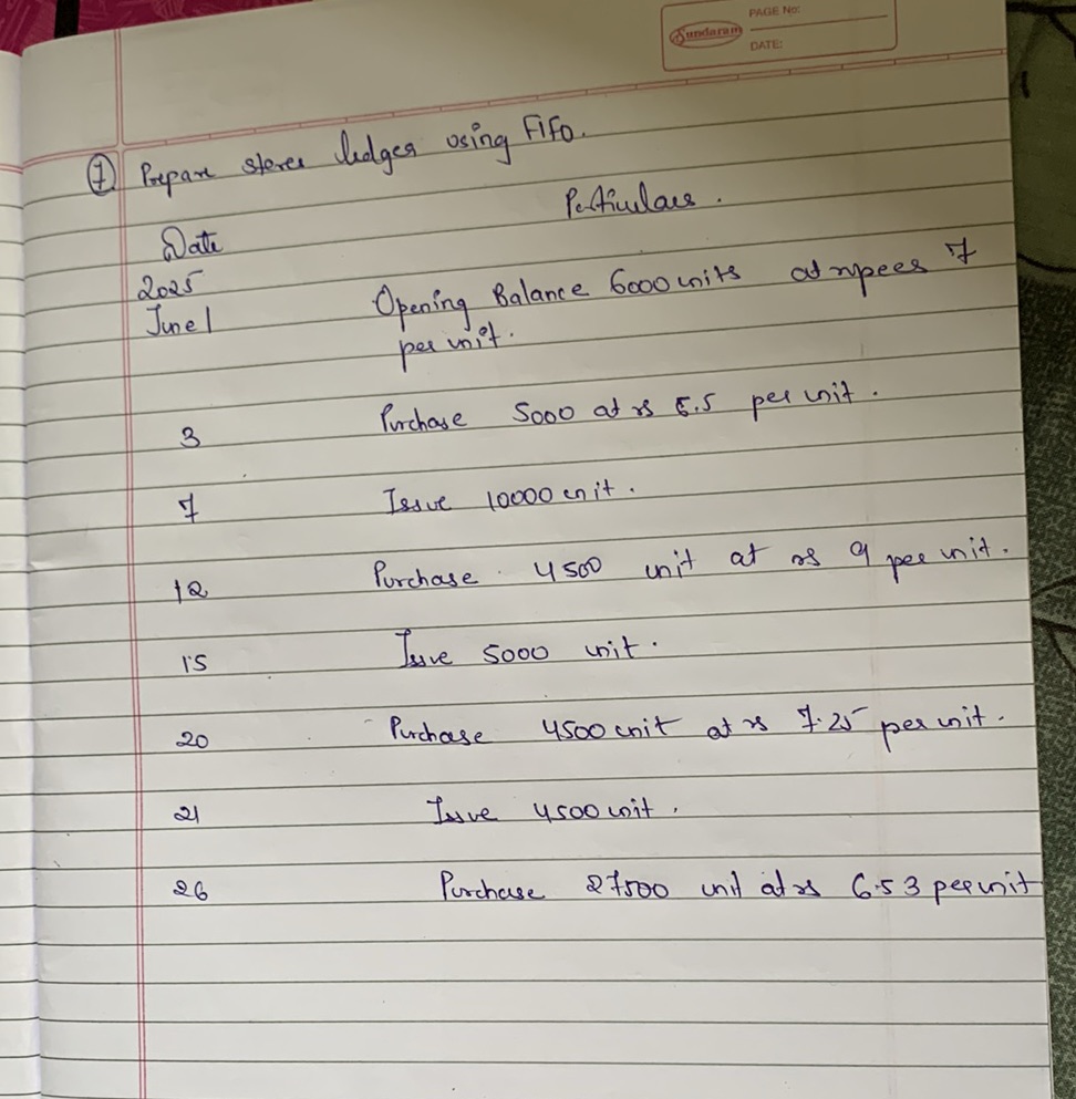 Prepare stores ledges using FIFO. | Date | | StudyX