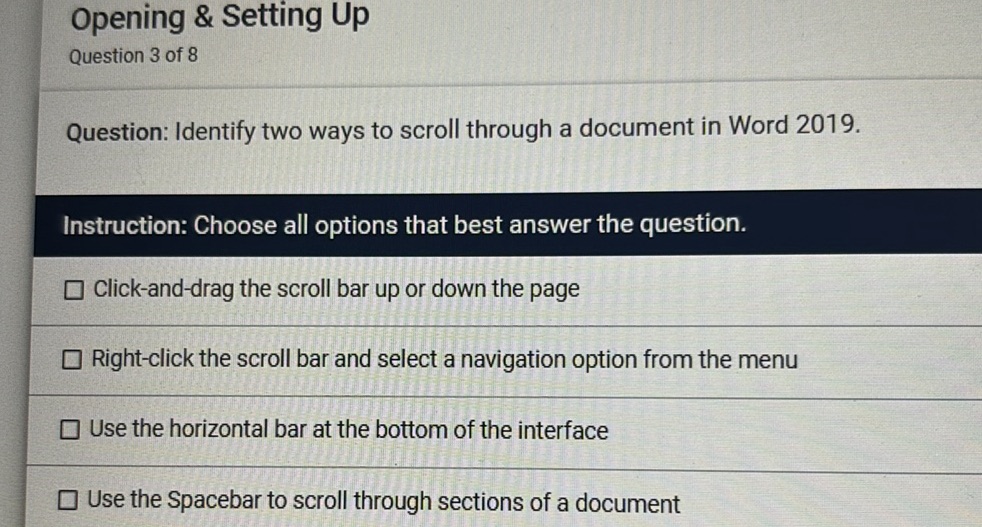 Question: Identify two ways to scroll | StudyX