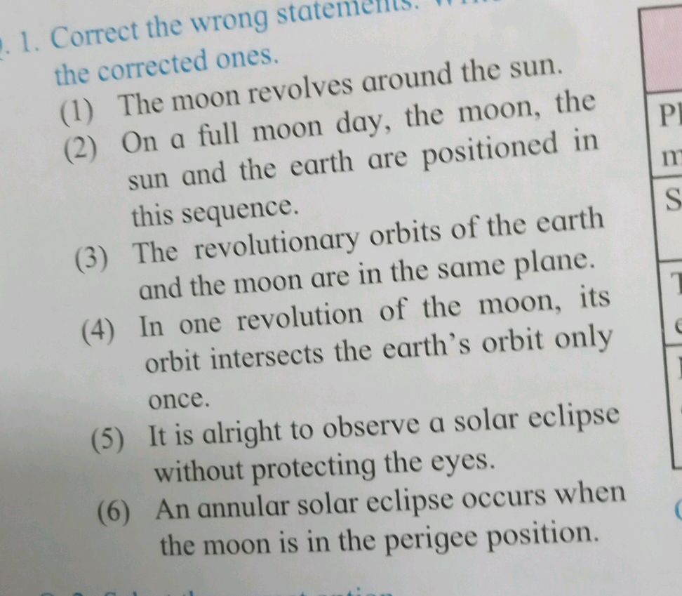 1. Correct the wrong statements. Write the | StudyX