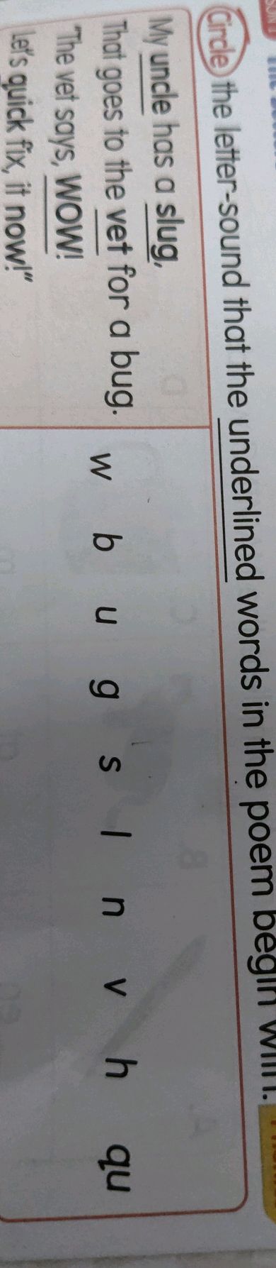 Circle the letter-sound that the underlined | StudyX