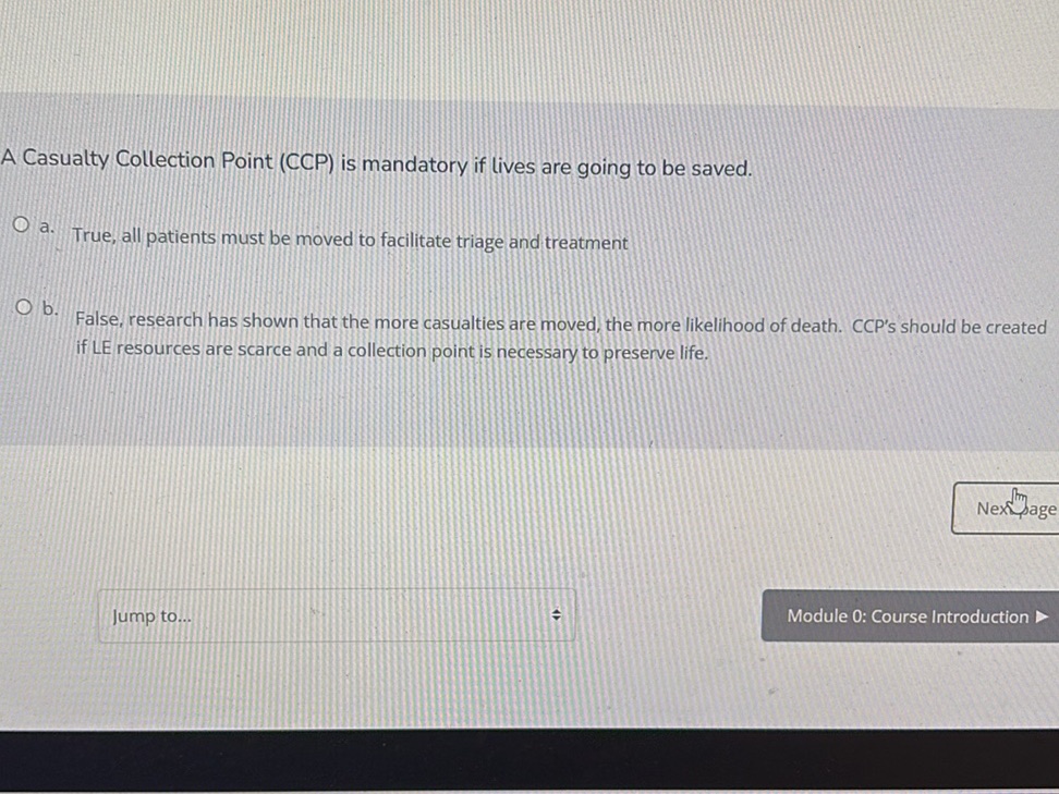 A Casualty Collection Point (CCP) is | StudyX