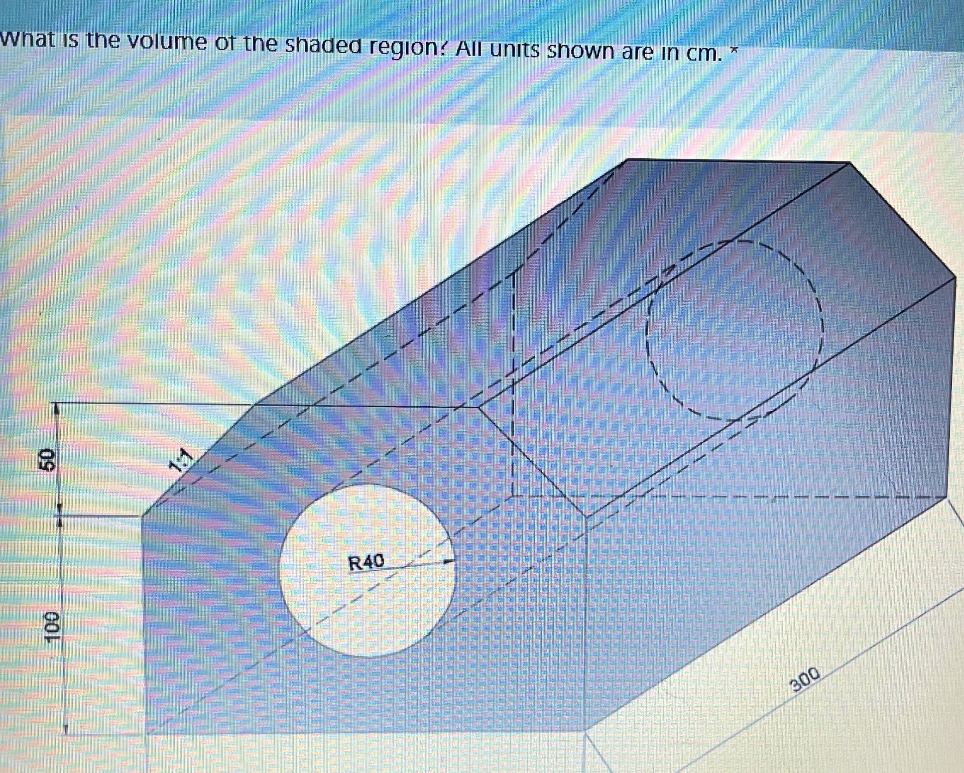 What is the volume of the shaded region? All