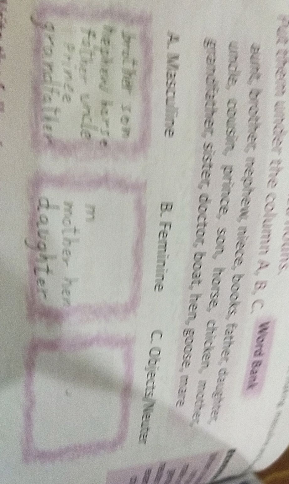 Put them under the column A, B, C. Word | StudyX