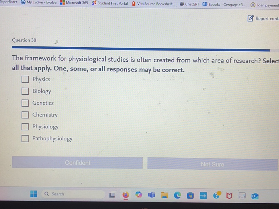 The framework for physiological studies is