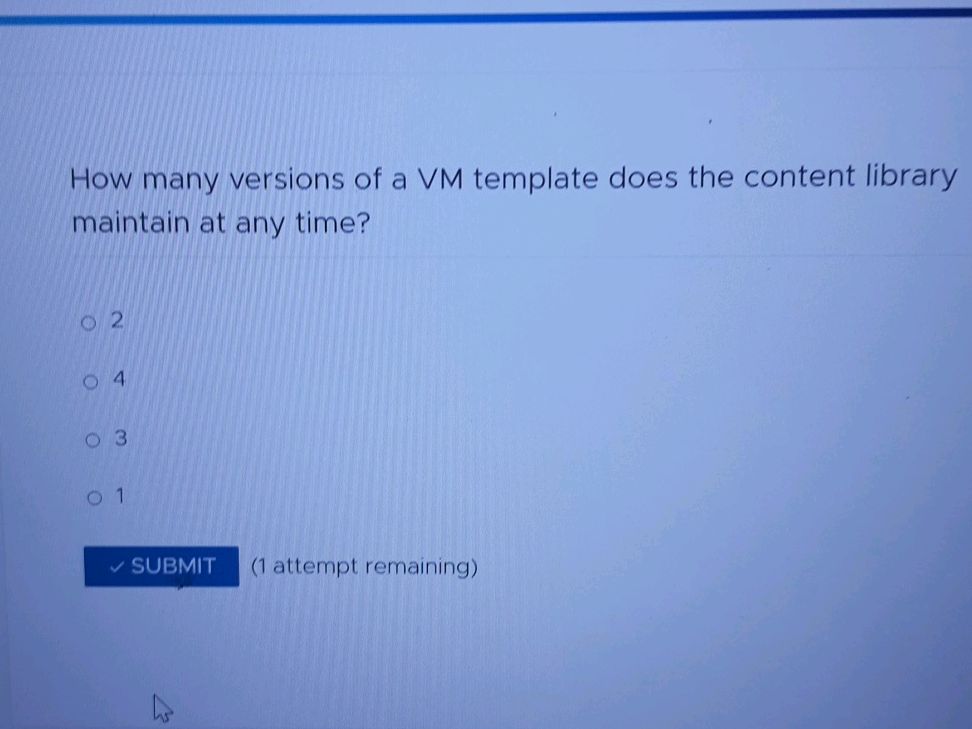 How many versions of a VM template does the