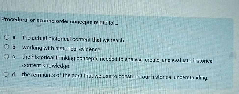 Procedural or second-order concepts relate