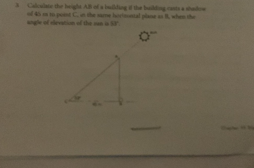 Calculate the height AB of a building if the