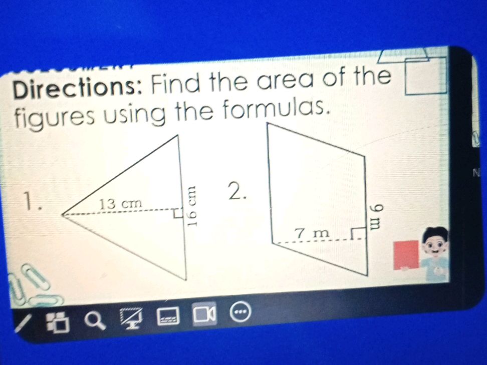 Directions: Find the area of the figures | StudyX