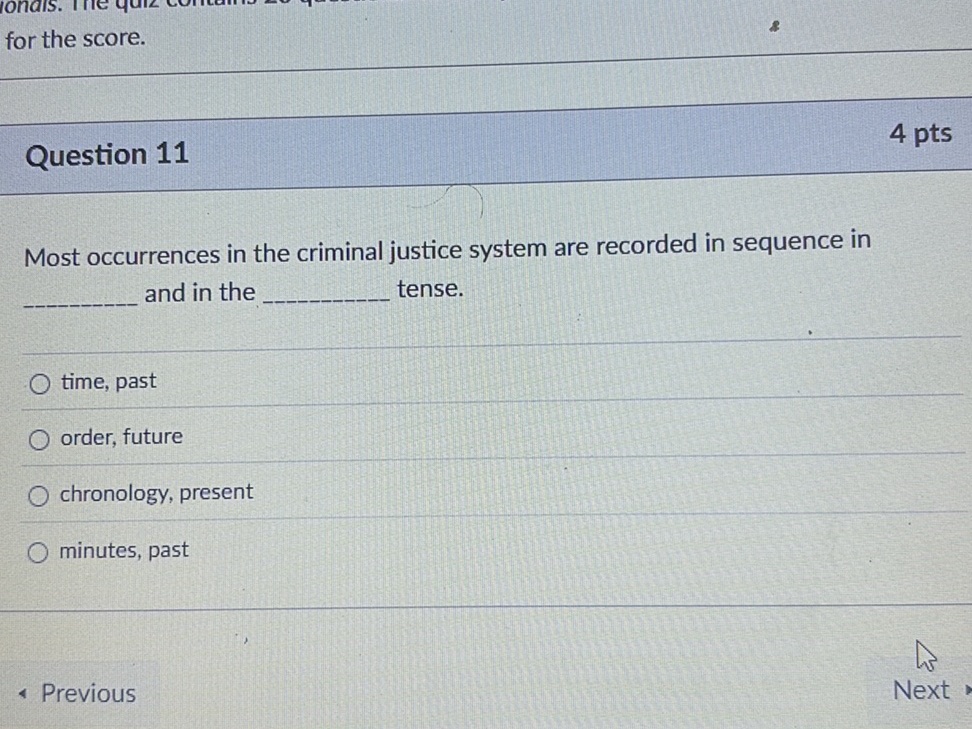 Most occurrences in the criminal justice