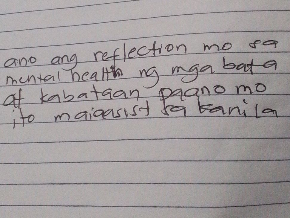 ano ang reflection mo sa mental health ng