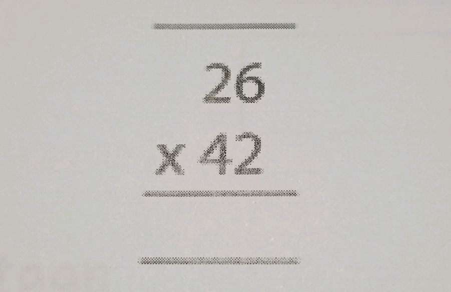 Multiplication: 26 times 42