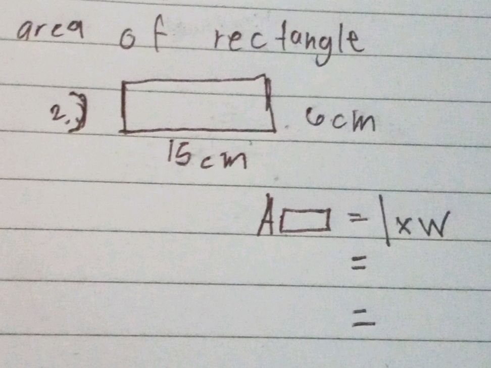 area of rectangle 2.) A rectangle with | StudyX