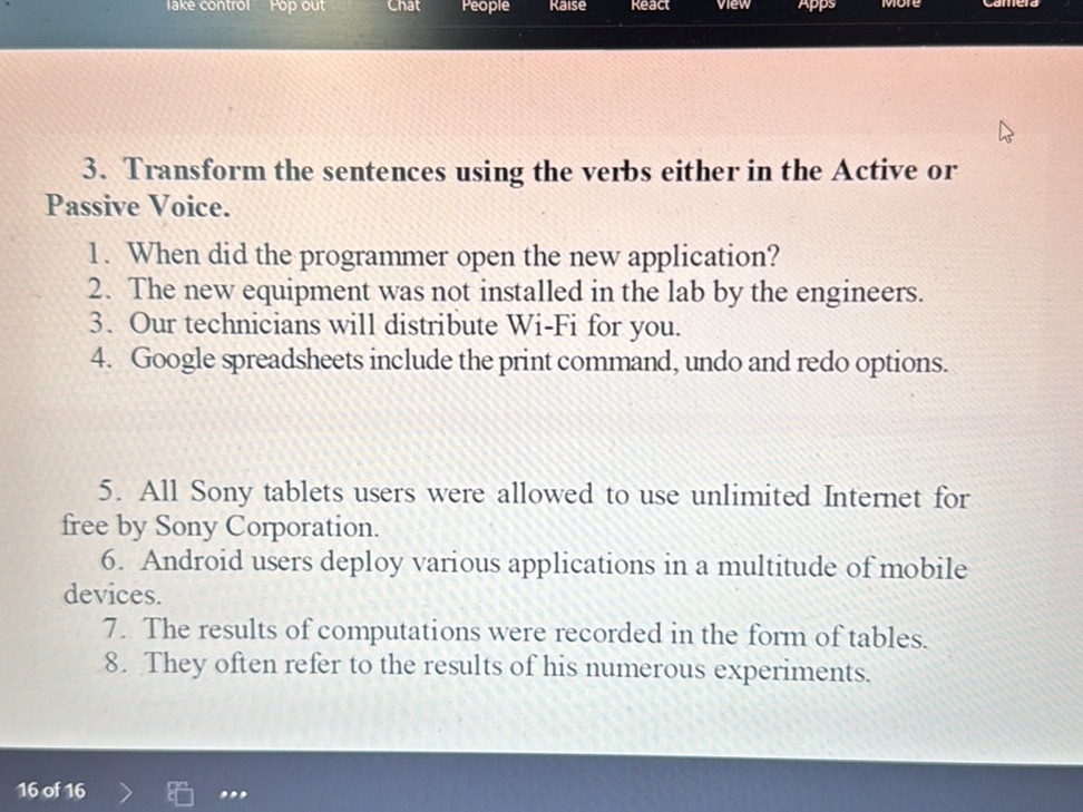 3. Transform the sentences using the verbs | StudyX