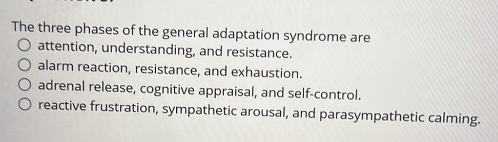 The three phases of the general adaptation
