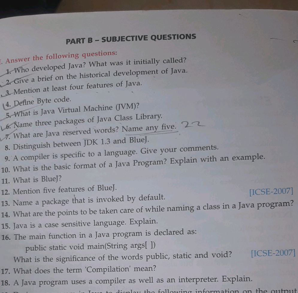 1. Who developed Java? What was it initially | StudyX