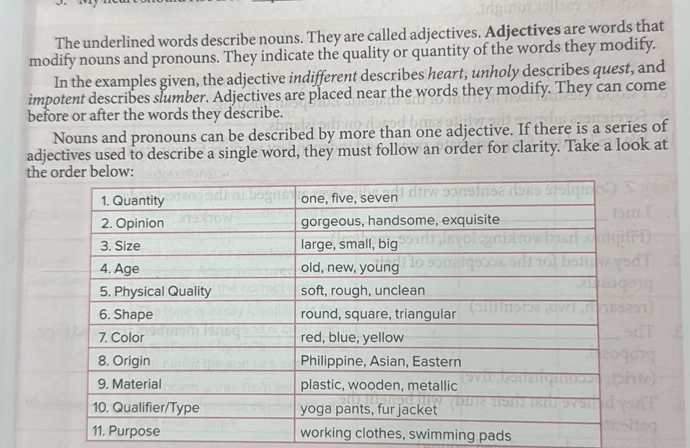 The underlined words describe nouns. They | StudyX