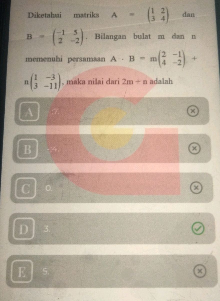 Diketahui matriks $A = 1 2 3 4 \$ dan $B