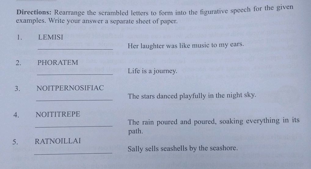 Directions: Rearrange the scrambled letters | StudyX