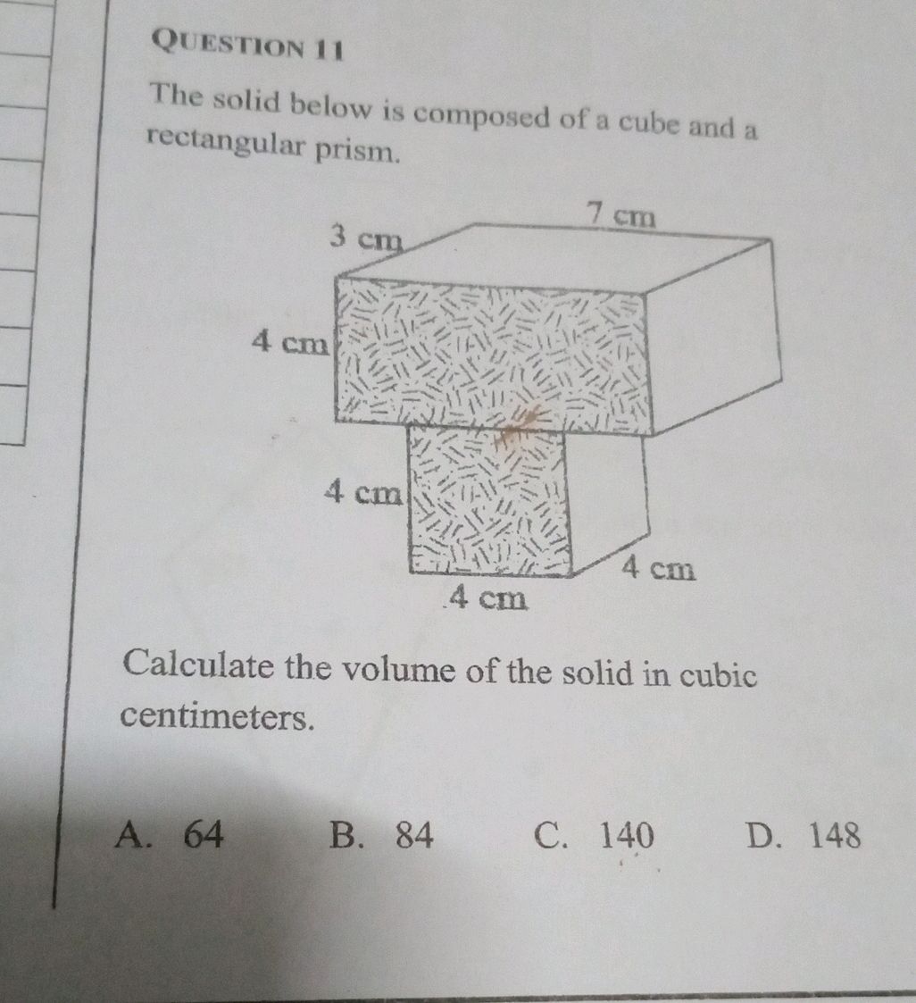 QUESTION 11 The solid below is composed of | StudyX