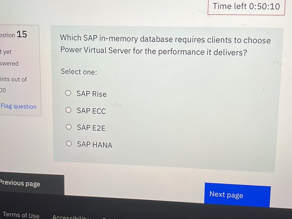 Which SAP in-memory database requires | StudyX