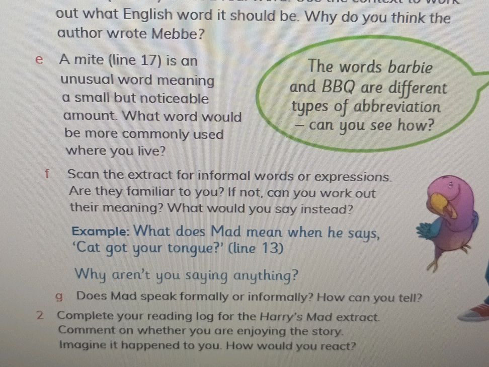e A mite (line 17) is an unusual word | StudyX