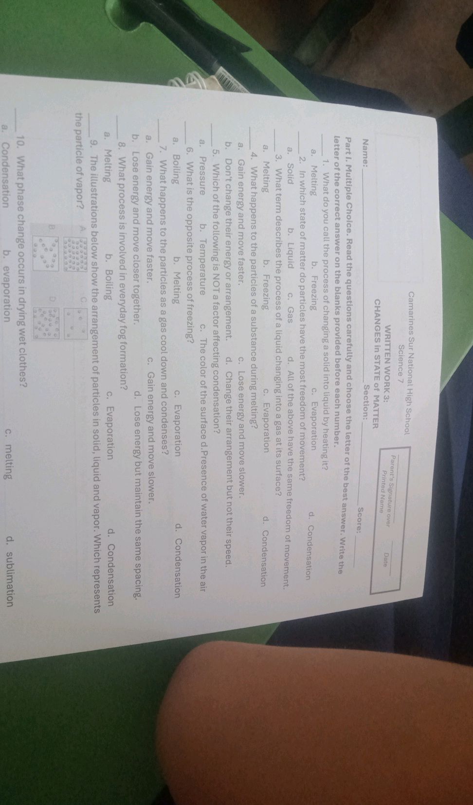 Part I. Multiple Choice. Read the questions | StudyX