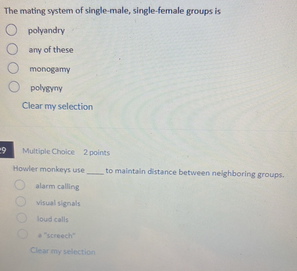 The mating system of single-male, | StudyX