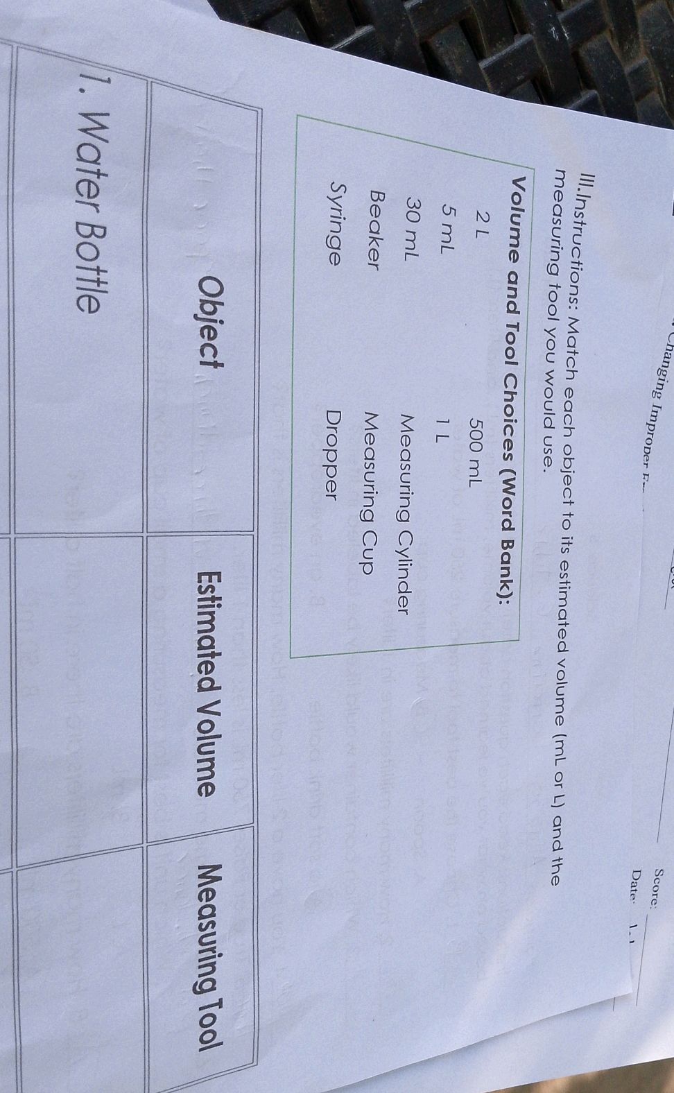 III. Instructions: Match each object to its | StudyX
