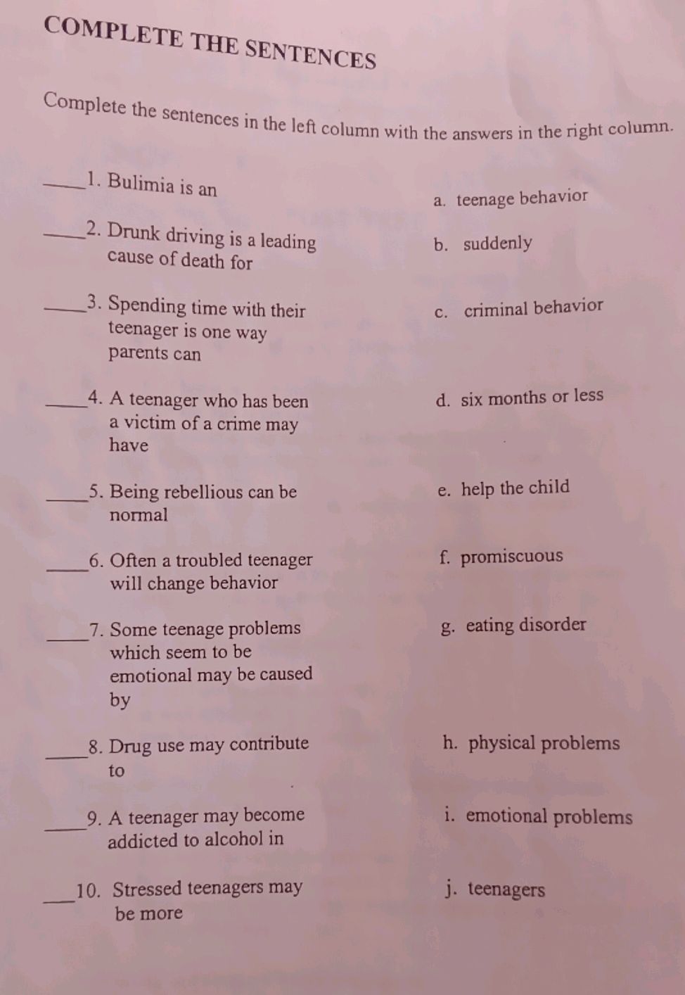 Complete the sentences in the left column | StudyX
