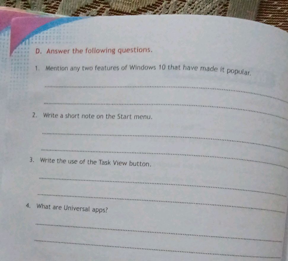 D. Answer the following questions. 1. | StudyX