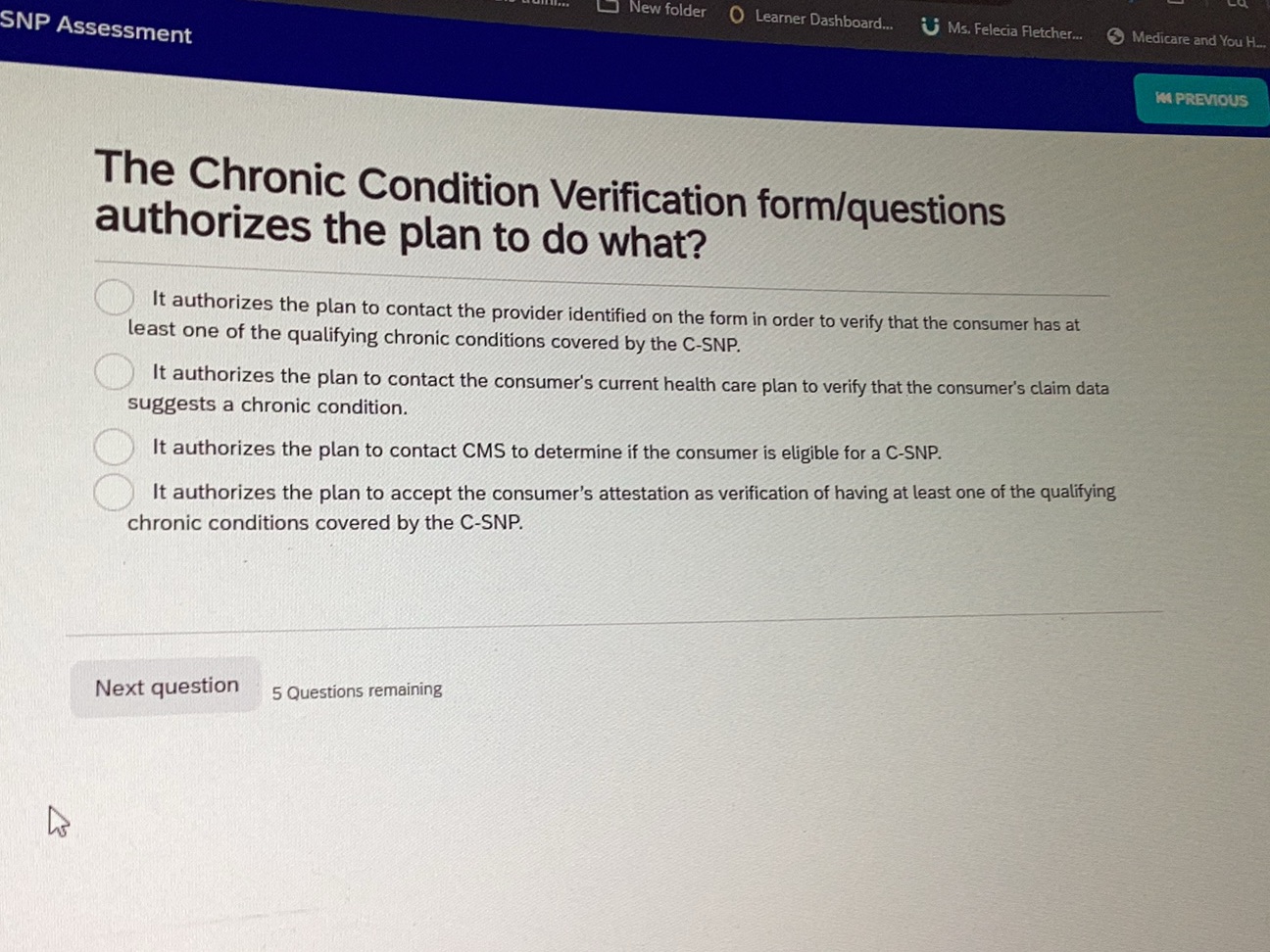 The Chronic Condition Verification | StudyX