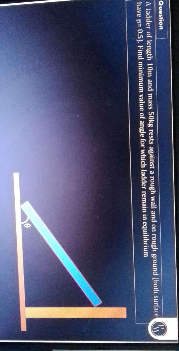 A ladder of length 10m and mass 50kg rests | StudyX