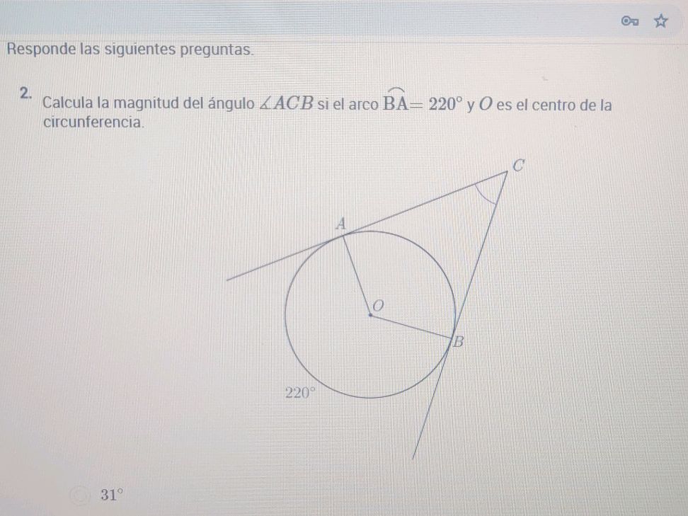 Calcula la magnitud del ángulo $ ACB$ si el