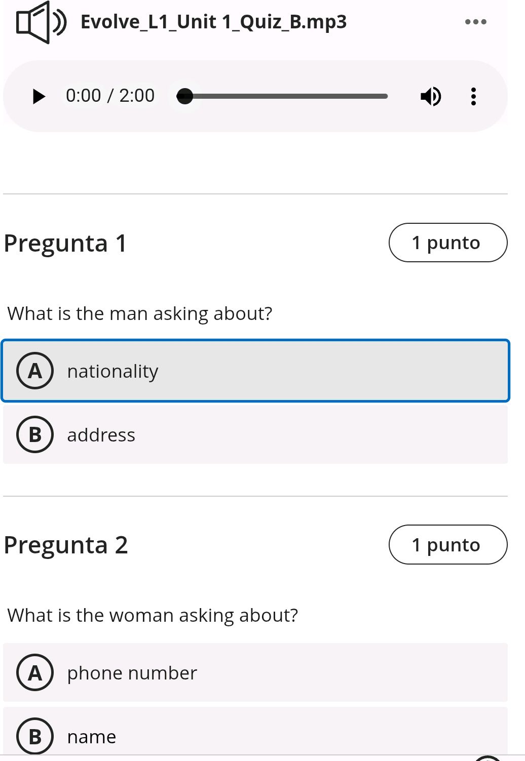 Pregunta 1 What is the man asking about? | StudyX